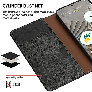 Neiye for Google Pixel 7 Pro Wallet Case with [RFID Blocking] Card Slot Stand Strong Magnetic Flip Fold Leather Protective Phone Case for Google Pixel 7 Pro Case Wallet(6.7 inch-Black)
