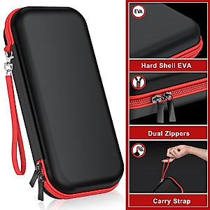 Switch Carrying Case Compatible with Nintendo Switch and New Switch OLED Console, Switch Case Protective Hard Shell Portable Switch Travel Case, Switch Carrying Case for Accessories and Games Black
