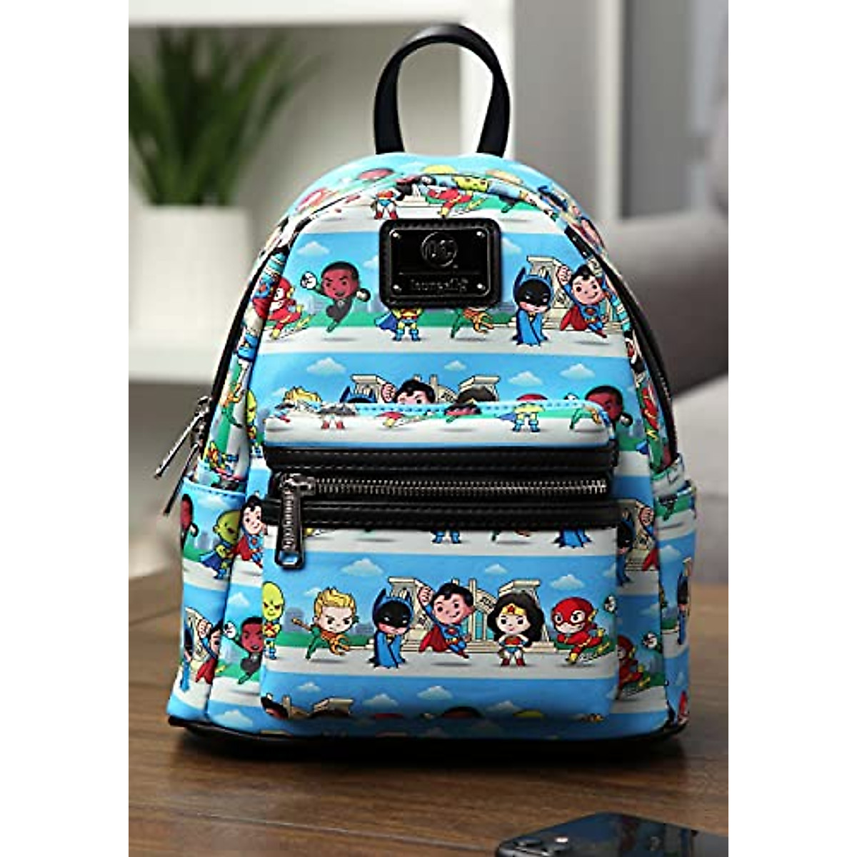 Loungefly DC Comics Superheroes Chibi Lineup Womens Double Strap Shoulder Bag Purse