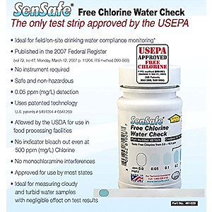 Industrial Test Systems SenSafe 481126 Free Chlorine Test Strip, 40 Seconds Test Time, 0-6ppm Range (Pack of 30)
