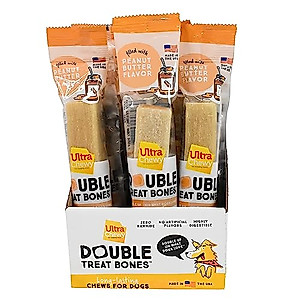 Ultra Chewy Naturals Dog Treats Bone Made in USA Highly Digestible Irresistible Flavors Special Box with Individual Packages (Peanut Butter, 12 Count)