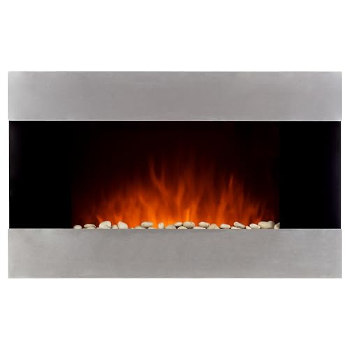 36-Inch Wall Mounted Electric Fireplace - Modern Stainless-Steel Fireplace with Floor Stand, Remote, and Adjustable Heat and Brightness by Northwest