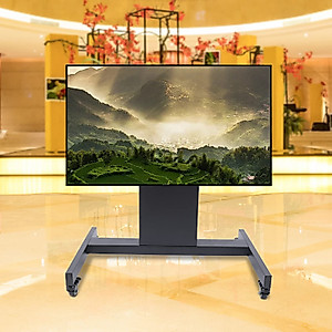 Confidence Monitor Stand, Rolling TV Stand with Height Adjustment（20.87-26.57 inch） and 0-90 Degree Tilt Adjustment, Mobile TV Cart, Low Profile Floor Confidence Monitor Cart for 32-65 inch Screen
