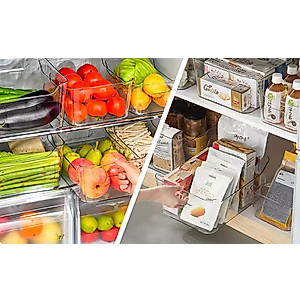 T Legend 3PCS Large Clear Storage Bins,Super useful Pantry Organization Fridge Organizer Home Kitchen Bathroom PET Organizer (Large)