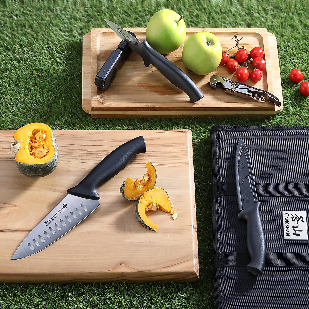 Cangshan Horizon Series 1026689 Swedish 14C28N Steel 7-Piece Travel Knife Bag Set