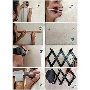 Jacq & Jürgen Expandable 10 Peg Wall Mount Storage Rack 100% Wooden & Black Color