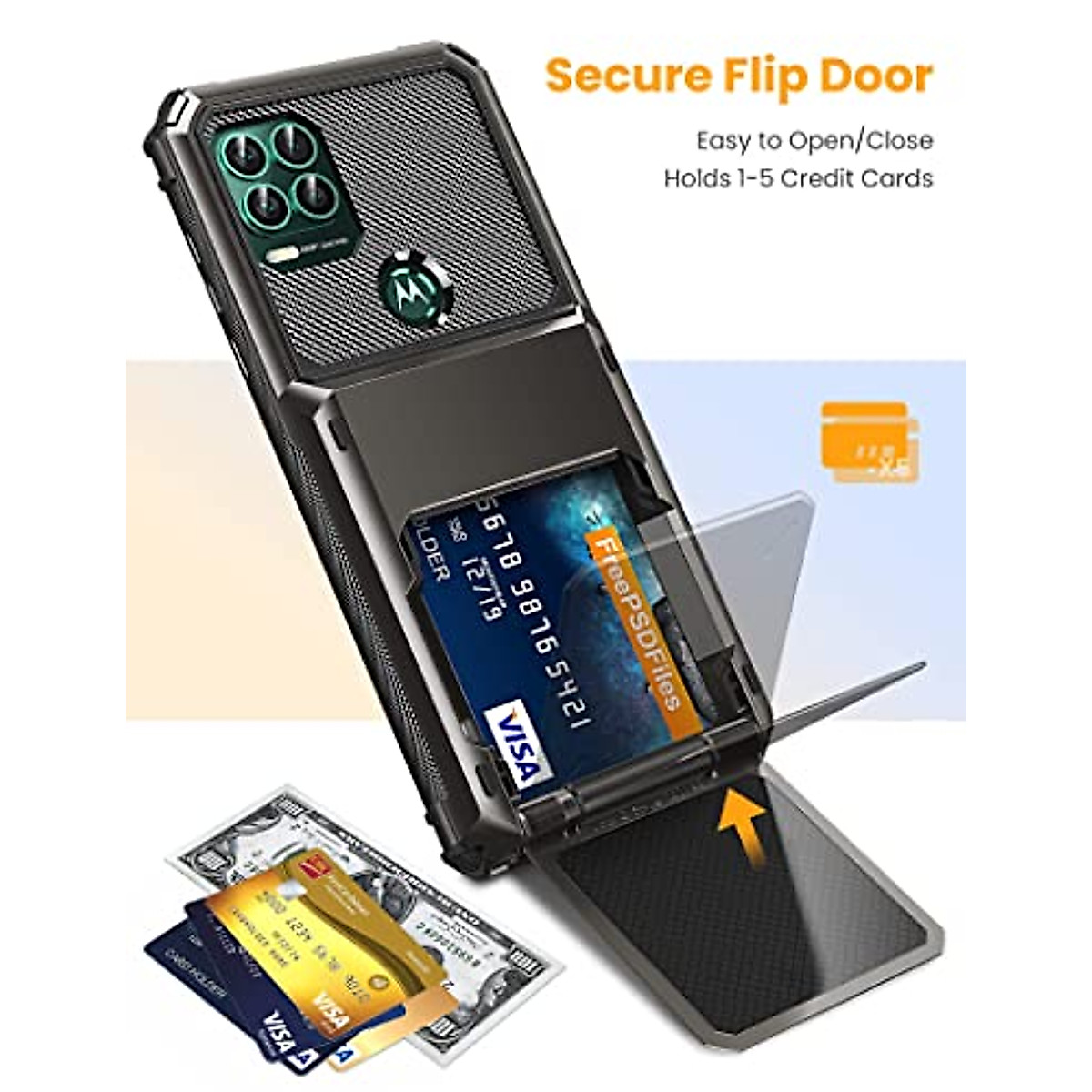 TITACUTE for Moto G Stylus 5G 2021 Case Wallet 5 Credit Card Holder Flip Cover ID Slot Back Pocket Dual Layer Anti-Scratch Hard Shell Tough Protective Bumper for Moto G Stylus 5G 2021 Gunmetal Bronze