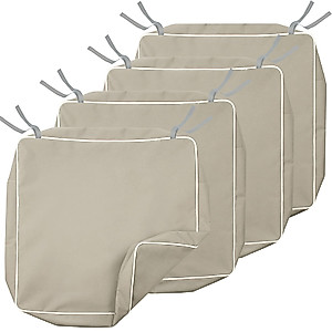 Porch Shield Outdoor Cushion Slipcovers Set 4 Waterproof Fade Resistant Patio Chair Seat Cushion Covers 20 x 18 x 4 inch, Beige