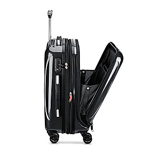 DELSEY Paris Helium Aero Hardside Expandable Luggage with Spinner Wheels, Black, Carry-On 19 Inch