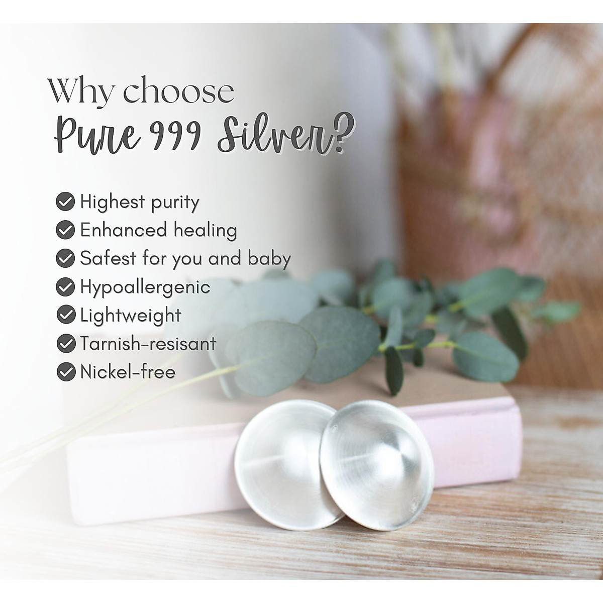 Cradle & Grace Pure 999 Silver Nursing Cups & Carrying Case | Silver Nipple Covers Breastfeeding Kit for All-Natural Healing | Silver Nipple Shields for Nursing Moms | Sore Nipple Relief Breastfeeding