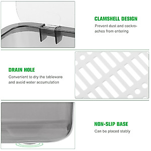 TOPBATHY Cutlery Tray with Lid Kitchen Flatware silverware holder Utensil Organizer Drawer Countertop Storage Container ( Grey)