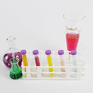 BIPEE Plastic Test Tube Rack, 40 Holes，Test Tube Holder for 20 mm Test Tubes, White vial holder, Detachable test tube holder rack (1pcs，40 Holes）