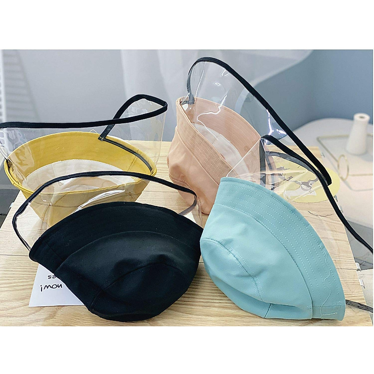 G' abigale Fairy Children Kids Anti-Saliva/Anti-Droplet/Anti-Wind and Dust/Anti-UV Sun Protection Bucket Hat with Wide Brim &Transparent Full Face Cover Protection for Head, Neck, Eyes (Blue)