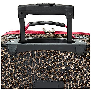 Rockland Fashion Softside Upright Luggage Set, Expandable,Lightweight,Telescopic Handle,Wheel, Pink Leopard, 2-Piece (14/19)