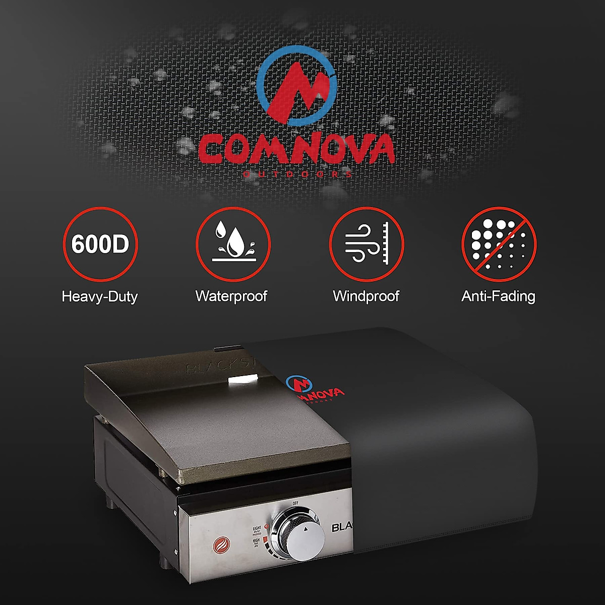 Comnova Griddle Cover for Blackstone Tabletop Griddle 22 Inch - 600D Flat Top Griddle Cover for Blackstone 22" Tabletop Griddle Heavy Duty Waterproof, Griddle Cover for Blackstone 1666, 1840 and More