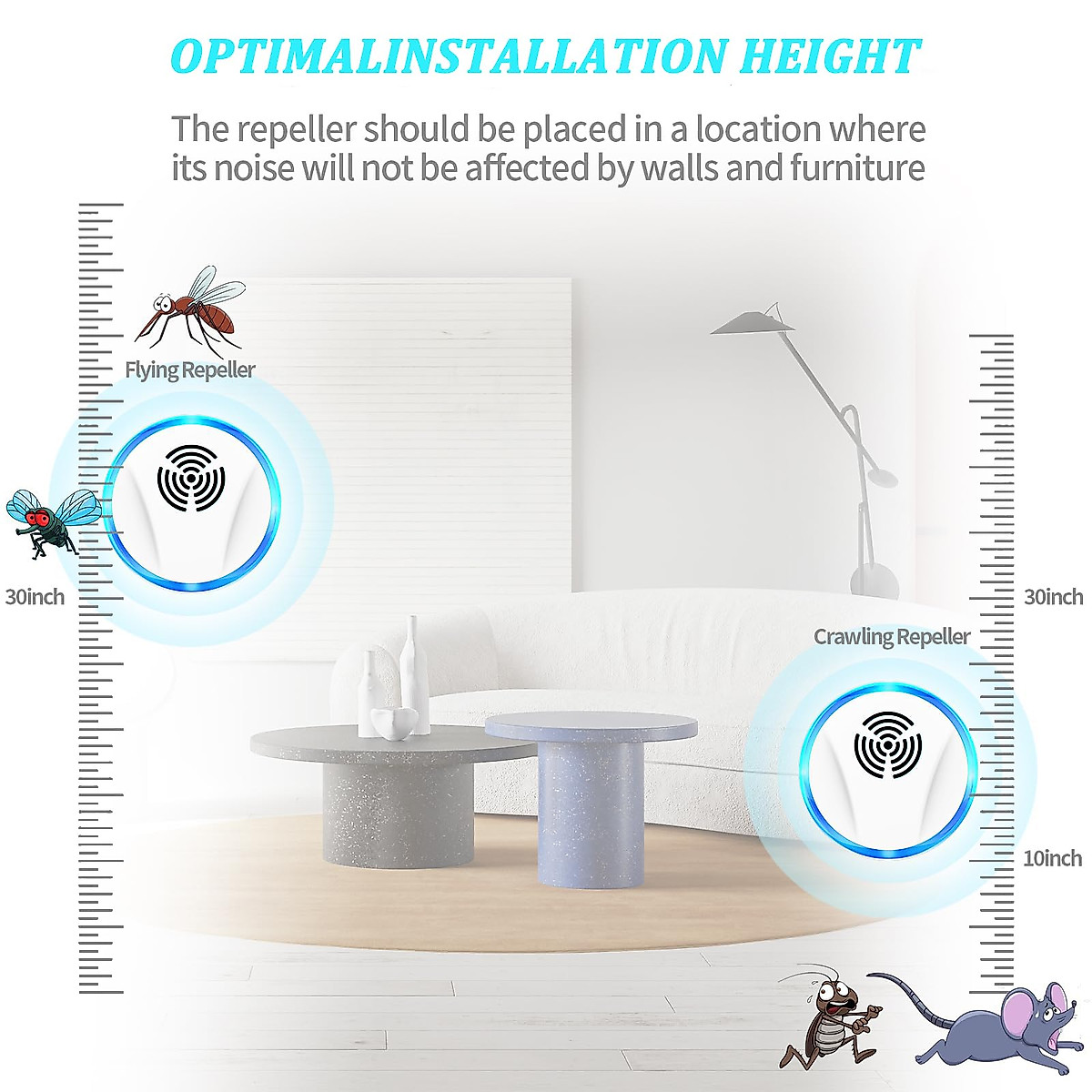 6 Packs Ultrasonic Pest Repeller Indoor, Mouse Repellent Ultrasonic Plug in for Roach, Rodent, Mouse, Bugs, Rat,Mosquito, Mice, Spider, Electronic Pest Control. (6)