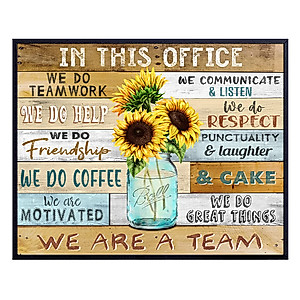 Home Office Wall Art & Decor - Teamwork Wall Art - Encouraging Wall Decor - In This Office We Are A Team Inspirational Saying - Inspiring Positive Quotes Sayings - Motivational poster UNFRAMED 8x10