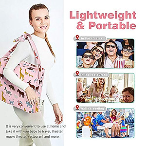 Hoomall Booster Seat for Dining Table Dining Chair Heightening Cushion Portable Booster Seat Cushion Double Straps Washable Thick Chair Increasing Cushion for Toddler Kids (12.4X12.4X3.1 Inches, Pink)