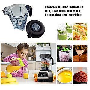 64-Ounce Blender Container, Transparent Food Blender Container with Blade Lid Blender Replacement Parts Fit for Vitamix 5300 Container Blender Pitcher Compatible for G-Series Blender 2L