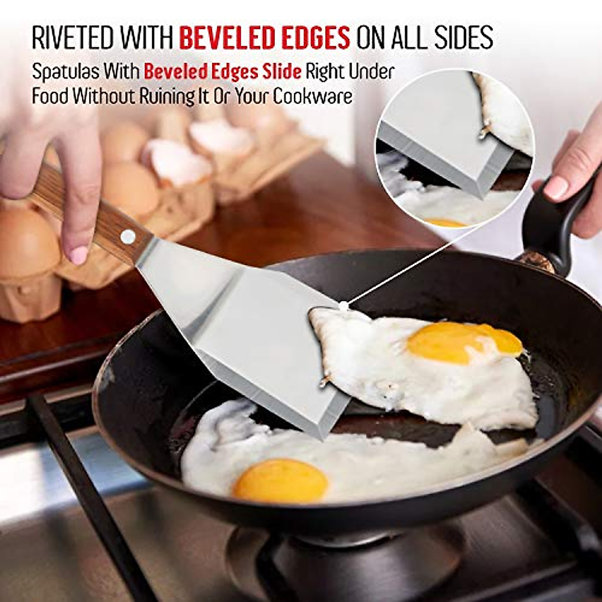 Homi styles Small Metal Spatula With Merbau Wooden Handle | Heavy Duty Stainless Steel Flipper With Beveled Edges | Small Spatula Portable Cooking Turner Cookie Brownie Spatula With A 2.5-Inch Blade