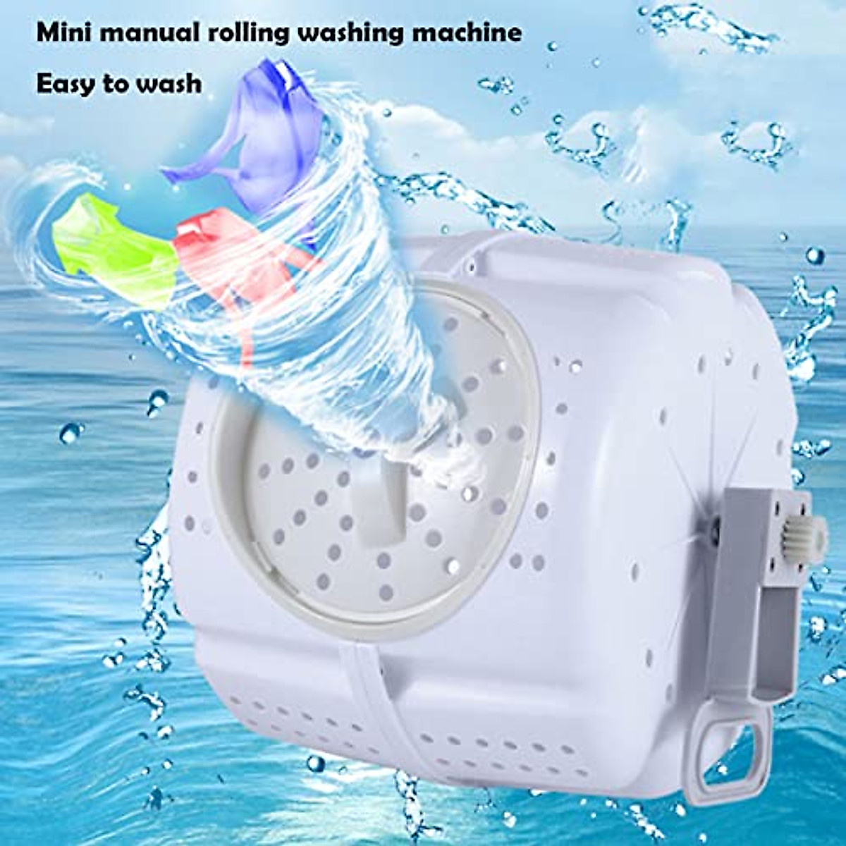 Mini Hand Crank Washing Machine Dehydrator, Portable Non-Electric Drum Washing Machine Spin Dryer for Camping Travelling Outdoor Gray