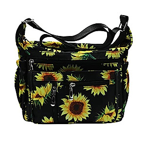 Fabuxry Purses and Shoulder Handbags for Women Crossbody Bag Messenger Bags (Floral-Sunflowers)