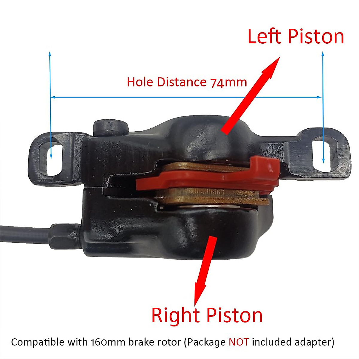 Mountain Bike Hydraulic Brake and Lever - Left Front 850mm Adapter Aluminum Alloy Hydraulic Bike Brakes, Post Mount, Resin Pads, Black