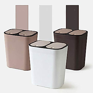 Cabilock Dual Compartment Trash Can with Lid Removable Recycle Bin Classified Garbage Container Waste Can Dustbin Rubbish Box for Kitchen Home Office Business Random Color