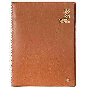 2023-2024 Monthly Planner - 18 Months Calendar/Planner with Faux Leather, 8.86" x 11.4", Jul.2023 - Dec.2024, 15 Notes Pages, Strong Twin - Wire Binding, Pocket, Monthly Tabs, Perfect Organizer