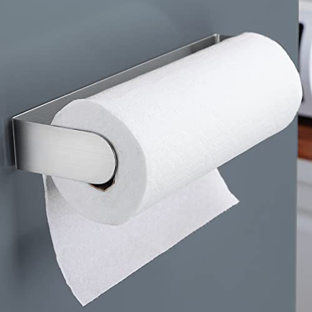 Magnetic Paper Towel Holder - KEGII Strong Magnetic Paper Towel Roll Holder for Refrigerators RVs Grills Toolbox Stainless Steel Silver