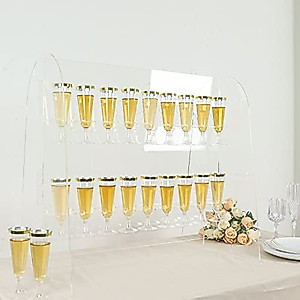 Tableclothsfactory 25" Clear Acrylic 2-Tier Wine Glass Stemware Rack, Champagne Flute Holder with Stand