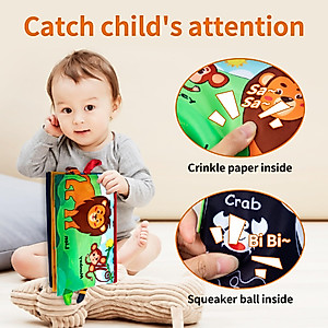 Tummy Time Mirror Toys for Baby 0-6 6-12 Months High Contrast Infant Toys with Crinkle Cloth Book and Teethers Black and White Montessori Sensory Toys for Newborn Boys Girls