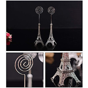Booluee 6 Pcs Eiffel Tower Base Place Card Holders, Metal Wire Table Photo Holder Table Number Card Holders Table Pictures Stand Memo Note Clip for Home Office Wedding Party (Gold)