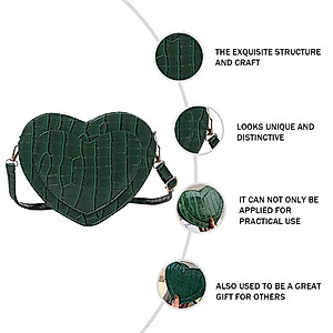 BESTOYARD Women Crossbody Bag PU Vintage Crocodile Skin Heart Shape Shoulder Bag Crossbody Summer Bag for Girls Student