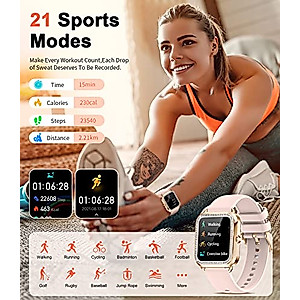 LIGE Smart Watches for Women, 1.57‘’HD Screen Fitness Watch with 21 Sport Modes/Heart Rate/Blood Pressure Monitor/Sleep Tracker, Smartwatch with Text and Call, IP67 Smart Watch for Android iOS, Gold