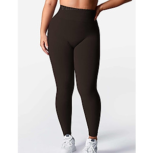 YEOREO Women Seamless Workout Leggings High Waisted Butt Lifting Gym Yoga Pants Brown M