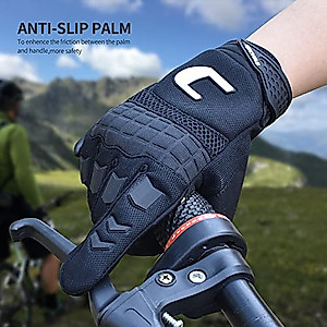 CHCYCLE Dirt Bike Gloves Mountain Bike Motocross Motorcycle Gloves for Men Motorbike ATV Racing Touch Screen Full Finger Gloves for Cycling BMX MTB MX Climbing (Large, Black)