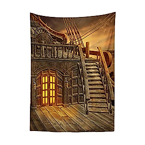 CORFOTO Fabric 3x5ft Sailing Backdrop Theme Photography Pirate Ship Deck Attic Stairs Background for Boy Girl Adult Portrait Photoshoot Birthday Party Bridal Shower Room Tapestry Pet Photo Booth