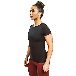 Sweat Shaper Women's Athletic Tee, Short Sleeve High-Performance Compression T-Shirt, Performance Baselayer Workout Shirt (Black, 3X-Large)