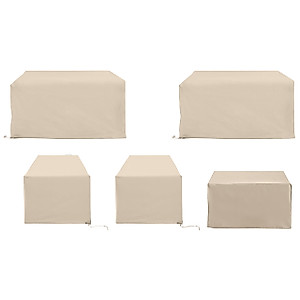 Crosley Furniture Patio Furniture Covers, Waterproof 5-Piece Cover Set for Outdoor Sectional Sofa Sets, Tan