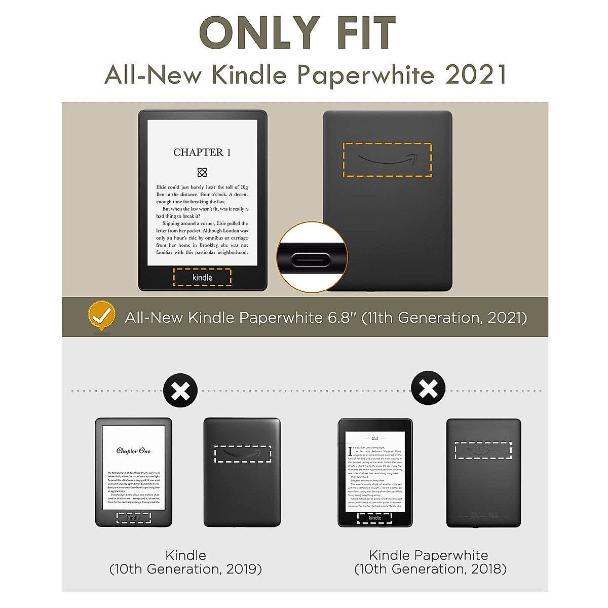 MoKo Case for 6.8" Kindle Paperwhite (11th Generation-2021) and Kindle Paperwhite Signature Edition, Light Shell Cover with Auto Wake/Sleep for Kindle Paperwhite 2021 E-Reader, Black