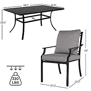 Grand patio 7 Pieces Outdoor Dining Set, Patio Dining Set for 6 with 1 Rectangular Dining Table,Metal Patio Garden Set for Backyard,Patio