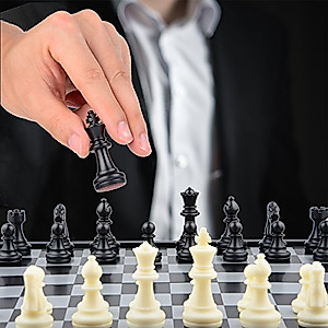 Chess / Checkers / Backgammon 3 in 1 Set, Hoshin Portable Folding Travel Magnetic Chess Board for Kids, 9.8 x 9.8 x 0.8 Inch