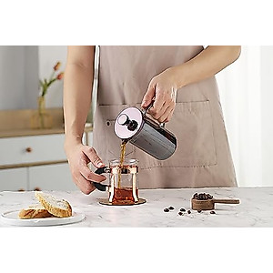 SIXAQUAE French press Coffee Maker Heat Resistant Durable Borosilicate Black Glass 12oz