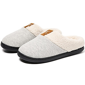 PLMOKN Slippers for Women Indoor Outdoor Like Wool Shoes With Memory Foam Ladies Fuzzy House Bedroom Pantuflas Para Mujer,44/45, Xt-beige, 13-14 Women/11-12 Men