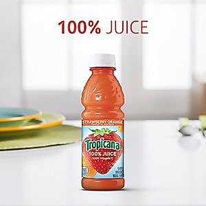 Tropicana 100% Juice, Strawberry Orange, 10 fl oz (Pack of 15) - Real Fruit Juices, Vitamin C Rich, No Added Sugars, No Artificial Flavors