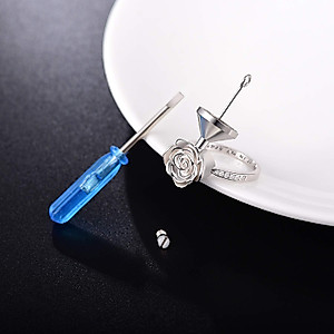 BEILIN Sterling Silver Rose Flower Urn Ring for Ashes Hold Loved Ones Forever in My Heart Cremation Jewelry Urns Ring for Women (10)