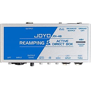JOYO Passive Reamping and Phantom Powered Active Direct Box, Re-Amping Direct Box with 6.35mm and XLR Input 2 in 1 for Guitarist Bass Performance or Recording (JDI-48)