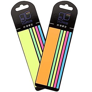 Tofficu 2 Boxes Sticky Note Pads Set Long Page Markers Index Tabs Colored Bookmarks Fluorescence Page Marker Style 2