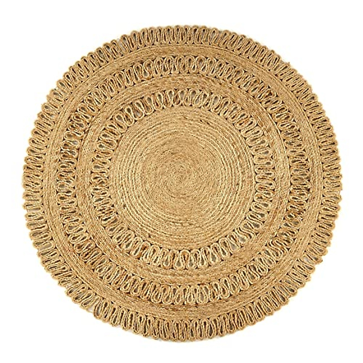 GRUHUM Round Jute Area Rug 3ft Natural Fiber Collection Handwoven Boho Charm Farmhouse Jute Area Rug Soft Braided Rug for Indoor Outdoor Kitchen Bedroom Living Hallways Enterways